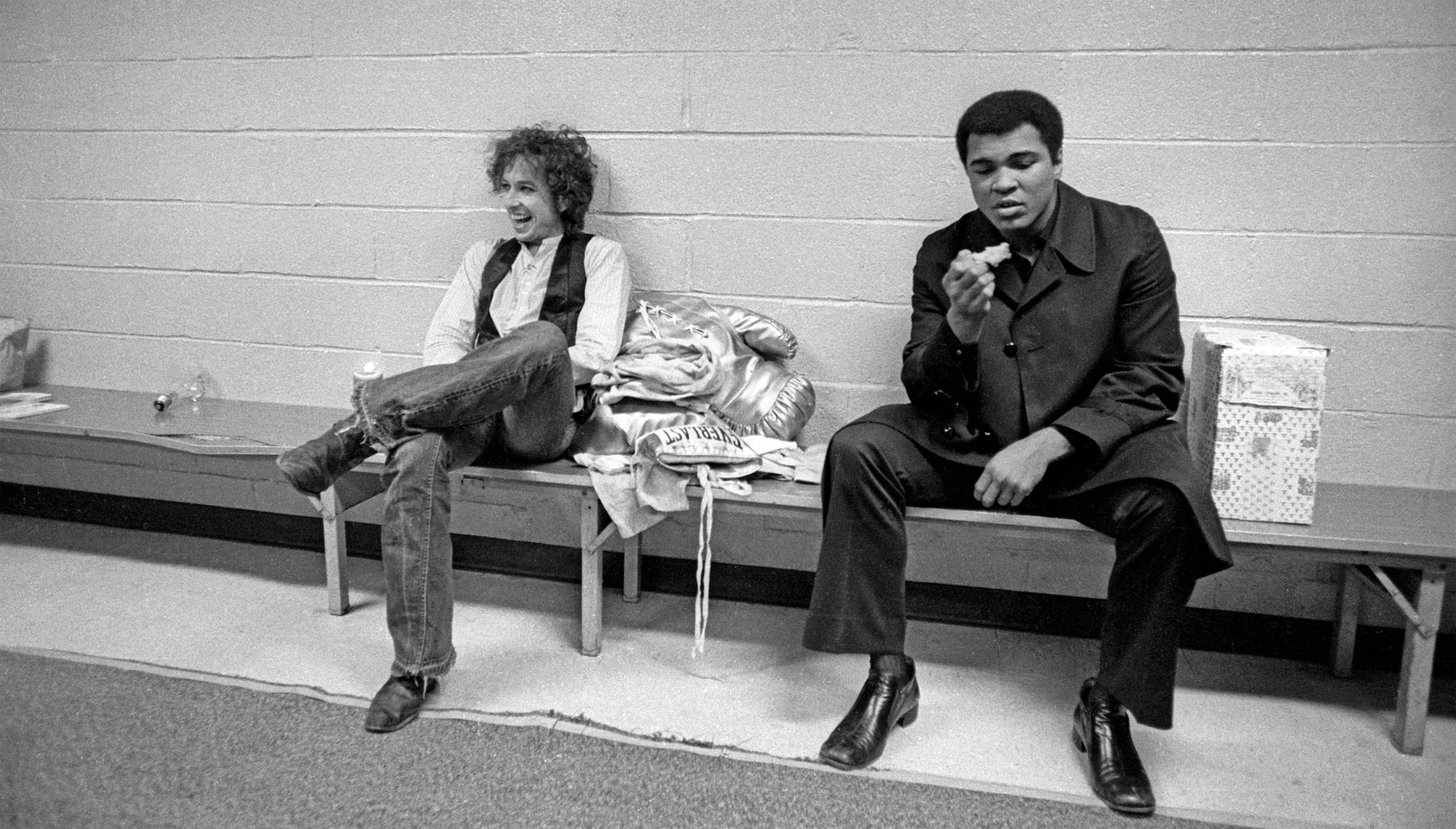 Bob Dylan and Muhammad Ali, Backstage at Madison Square Garden, NYC, 1