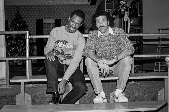 Eddie Murphy and Lionel Richie on the set of Saturday Night Live, NYC,