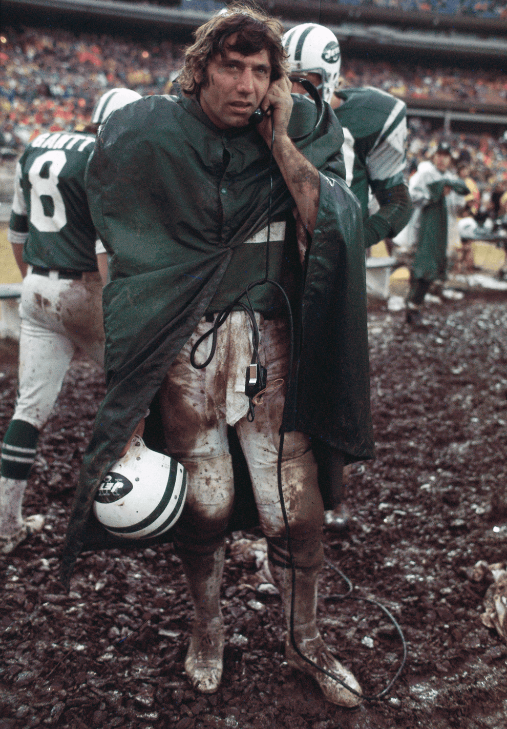 Joe Namath, NY Jets vs Buffalo Bills, Shea Stadium, Flushing, NY, 1974
