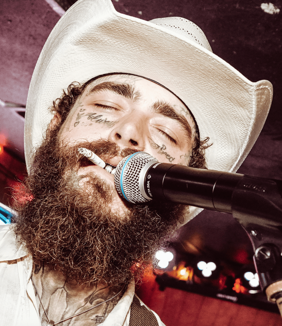 Post Malone, with Cigarette & Microphone